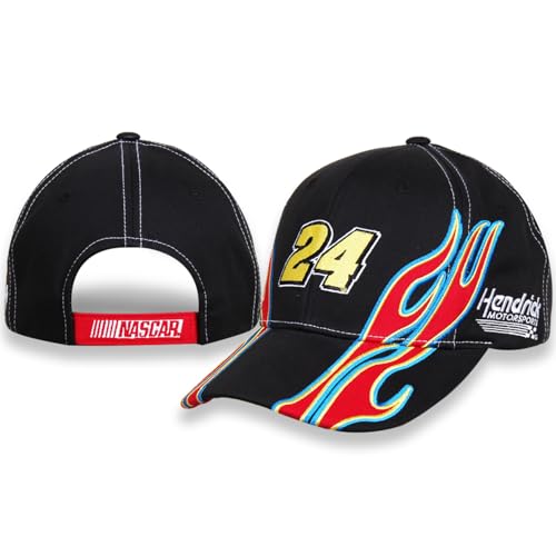 Jeff Gordon #24 NASCAR Rainbow Warrior Flames Embroidered Black Cap Ha ...
